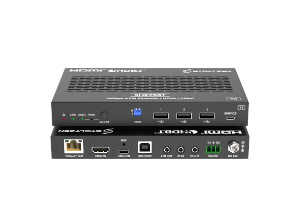 Stoltzen SHE755 HDBaseT™ Kit 18Gbps, HDMI/USB-C, HDBaseT 3.0, USB 2.0 ...